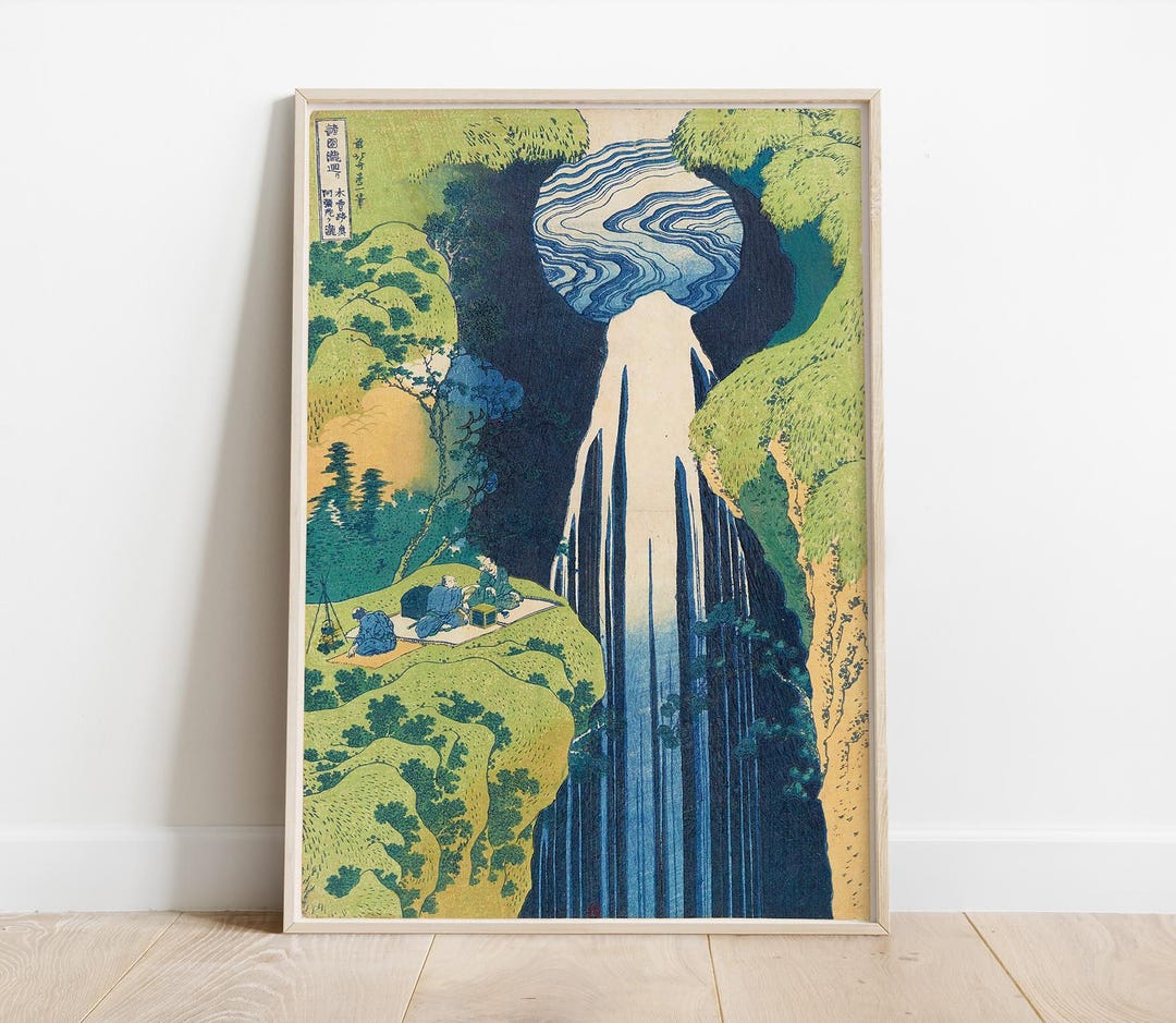Amida Falls, Waterfall Landscape, Katsushika Hokusai, Japan Zen Decor ...