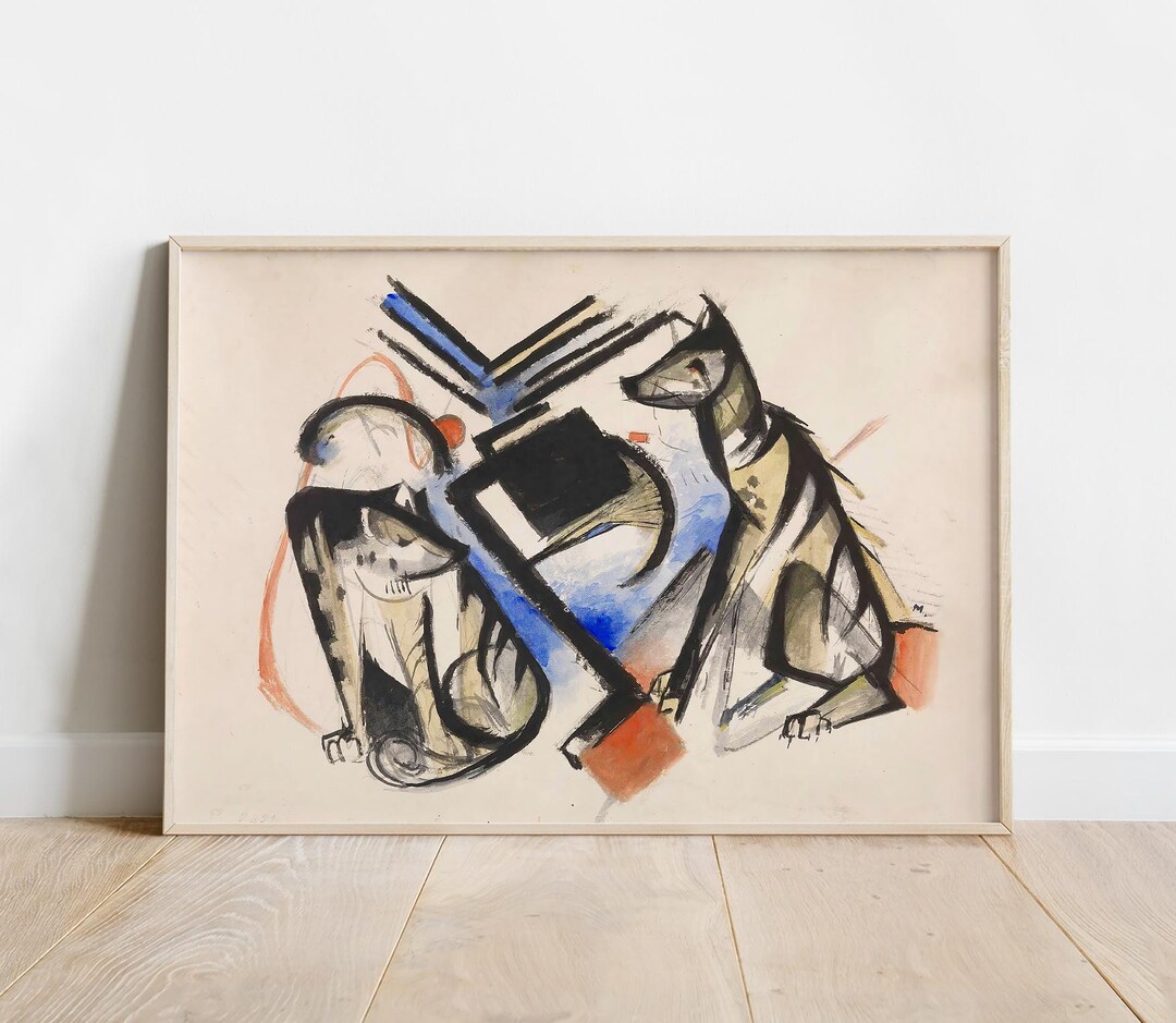 Zwei Wölfe by Franz Marc, Painting Print Reprodutction, German ...