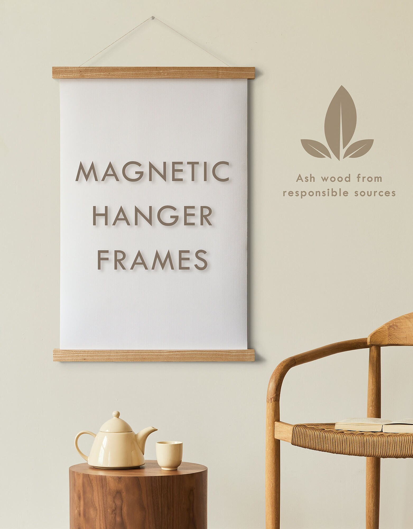Magnetic Hanger Frame, Wooden Poster Frame, Wall Hangings, Solid Wood ...