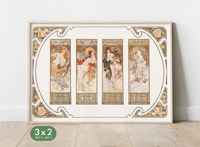 Les Saisons 1897, Painting Wall Art, Alfons Mucha Print, French Art ...