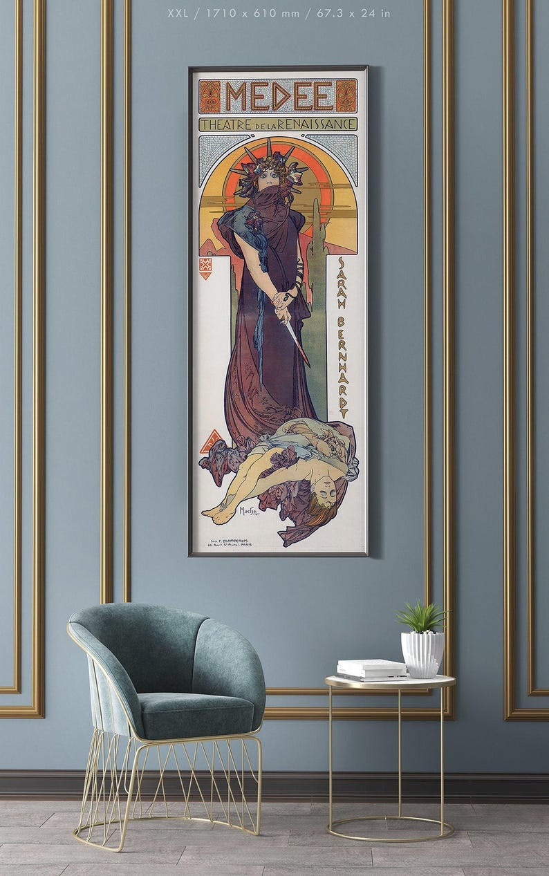 Medea by Alphonse Mucha, Art Nouveau Poster, Long Art Print, Wall ...