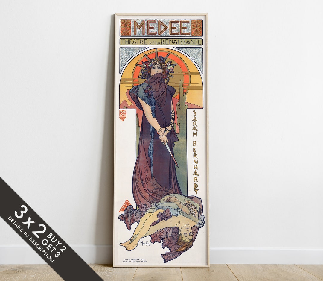 Medea by Alphonse Mucha, Art Nouveau Poster, Long Art Print, Wall ...