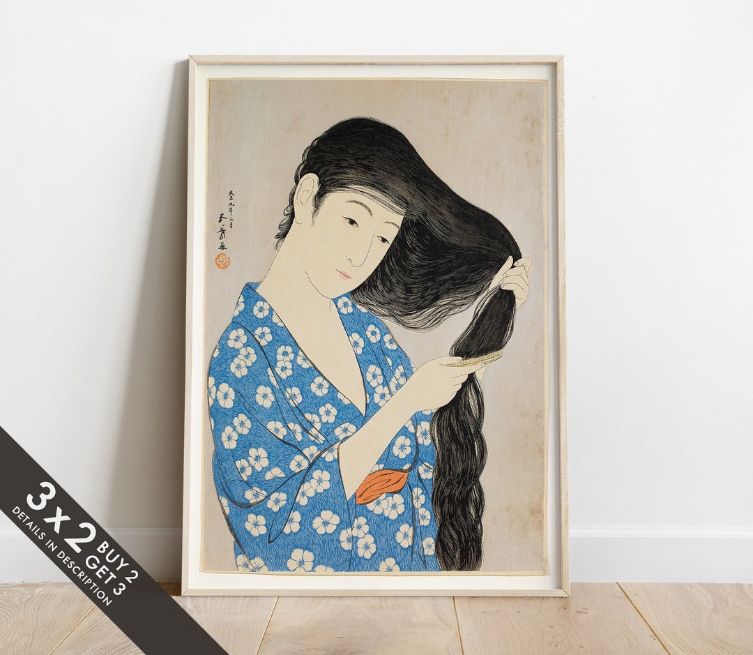 Goyo Hashiguchi, Woman Combing Hair, Japanese Art Shin-hanga, Posters ...