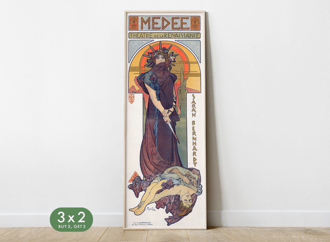 Medea by Alphonse Mucha, Art Nouveau Poster, Long Art Print, Wall ...