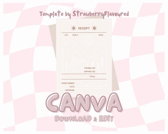 Kawaii Peaches Receipt | Editable Cute Receipt | Pastel Template ...