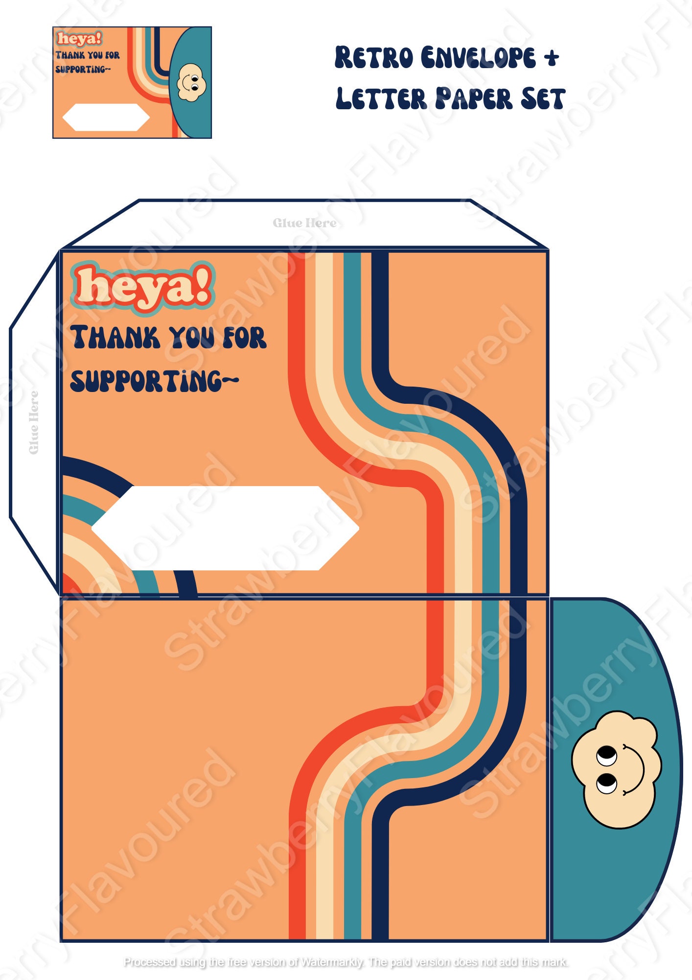 Retro Envelope Set + Letter Paper | 70's Trendy Envelope Set | Envelope ...