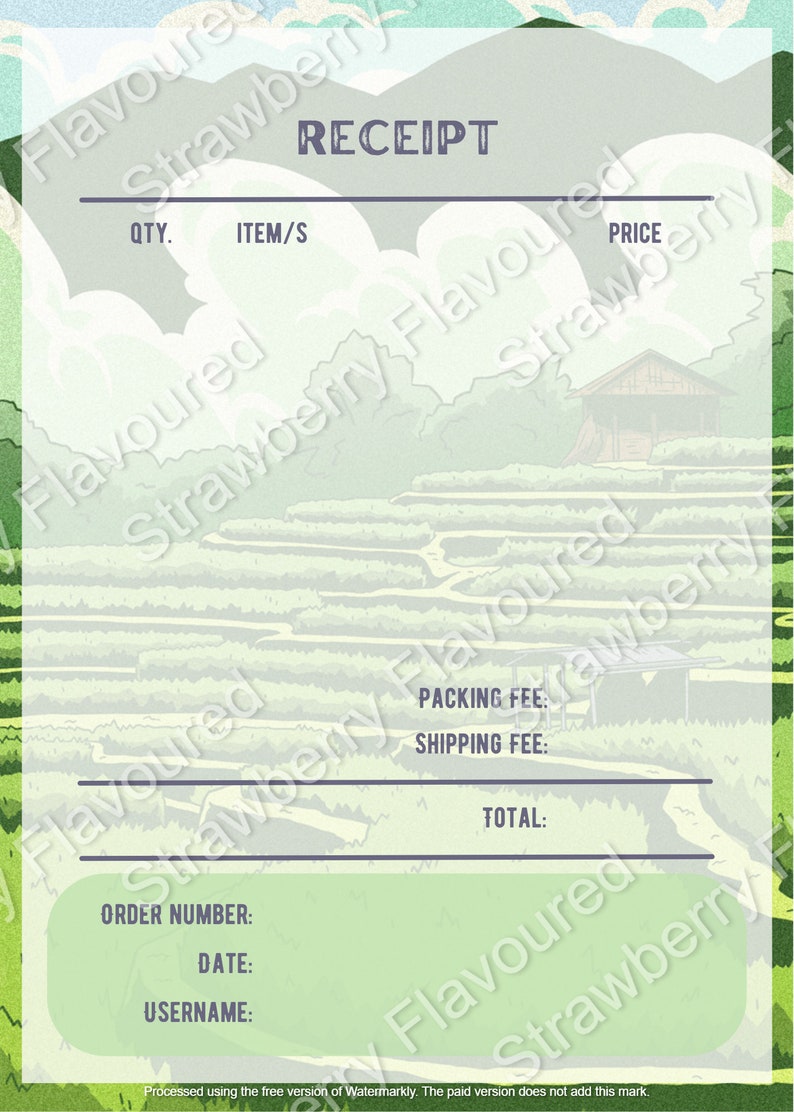 Green Farm Receipt Editable Kawaii Receipt Cute Receipt Template ...