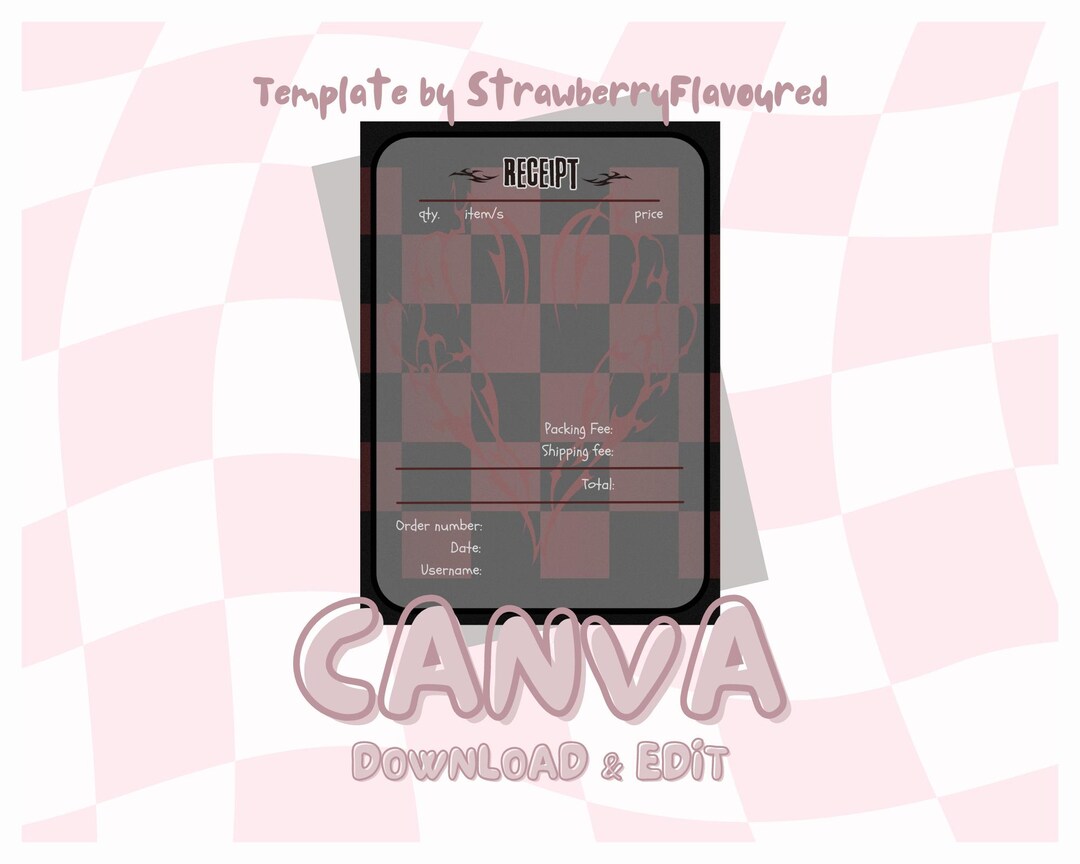 Red & Black Punk Receipt | Gothic Dark Receipt | Edgy and Dark Template ...