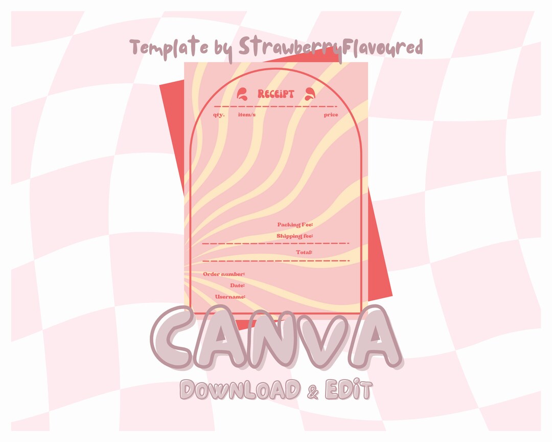 Retro 70's Trendy Receipt | Editable Retro Receipt | Receipt Template ...