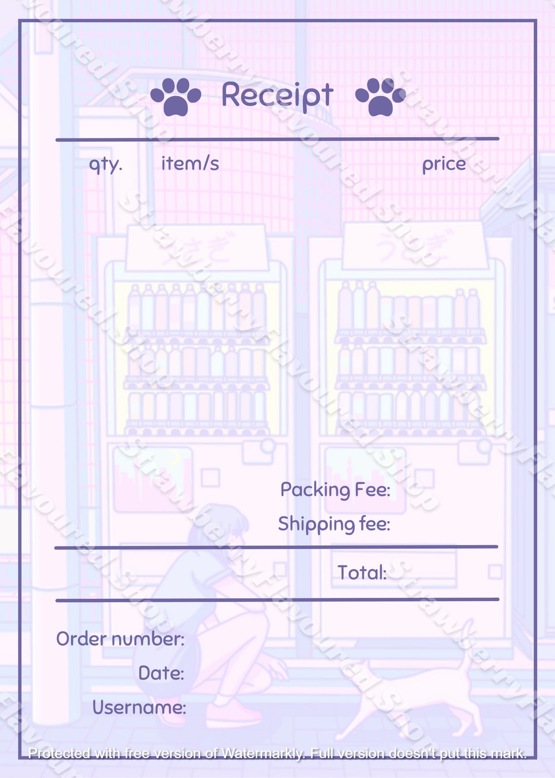 Cute Anime Receipt Anime Receipt Template Kawaii Receipt Template ...