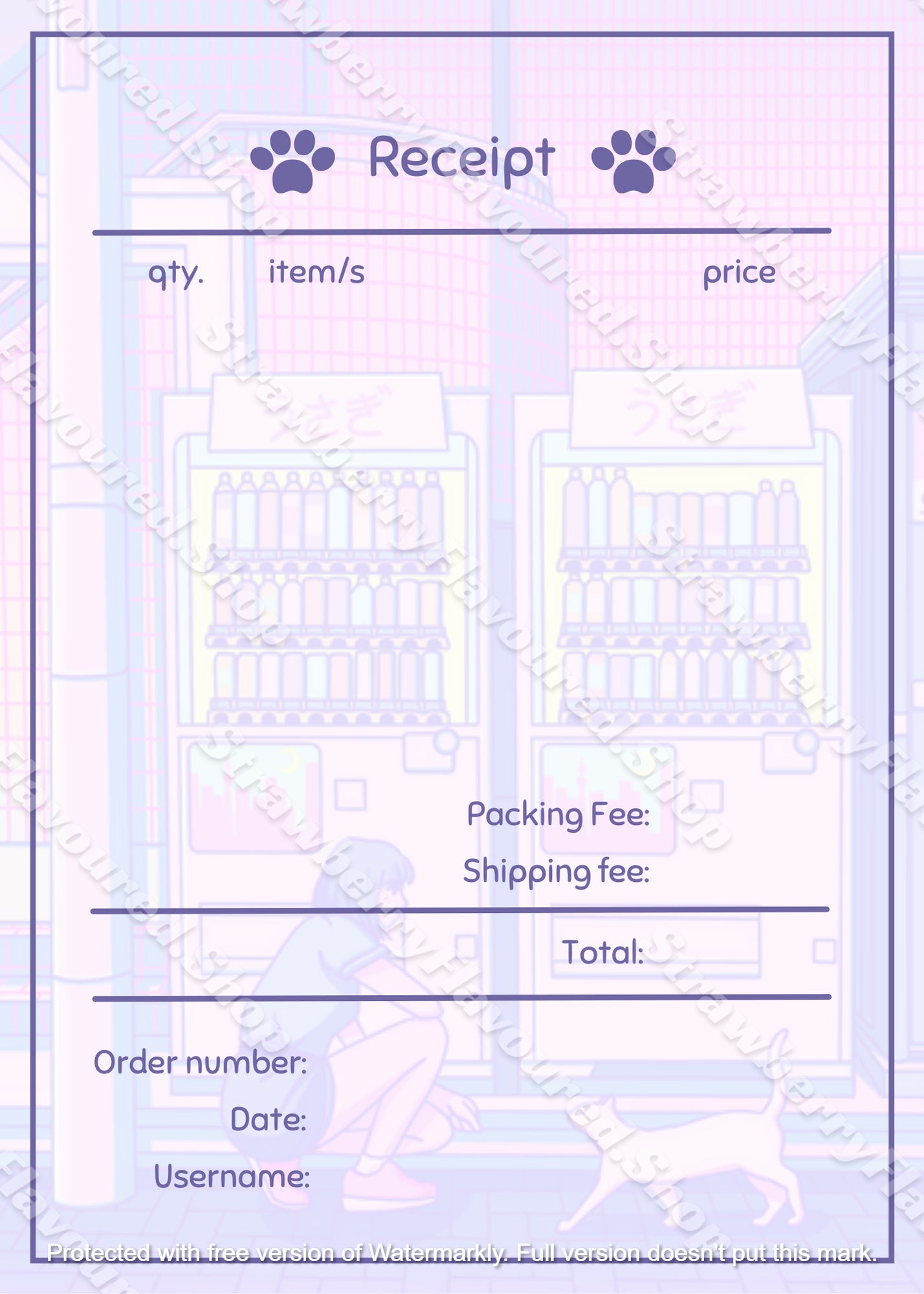 Cute Anime Receipt| Anime Receipt Template | Kawaii Receipt Template ...