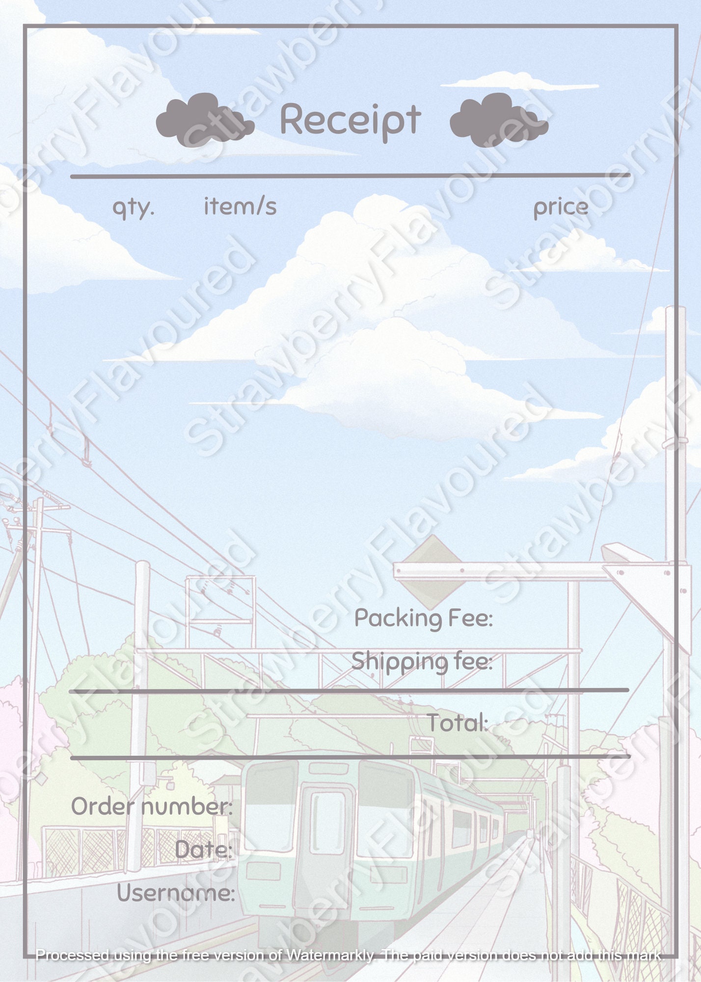 Anime Daytime Receipt | Editable Kawaii Receipt | Cute Receipt Template ...