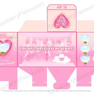 Pink Valentine’s Box Template | Cute Blind Box Template | Love Gift Box ...