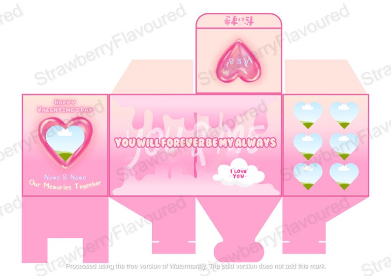 Pink Valentine’s Box Template | Cute Blind Box Template | Love Gift Box ...