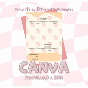 Kawaii Peaches Receipt | Editable Cute Receipt | Pastel Template ...