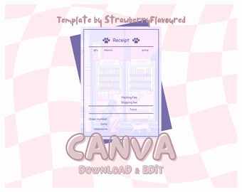 Kawaii Peaches Receipt | Editable Cute Receipt | Pastel Template ...