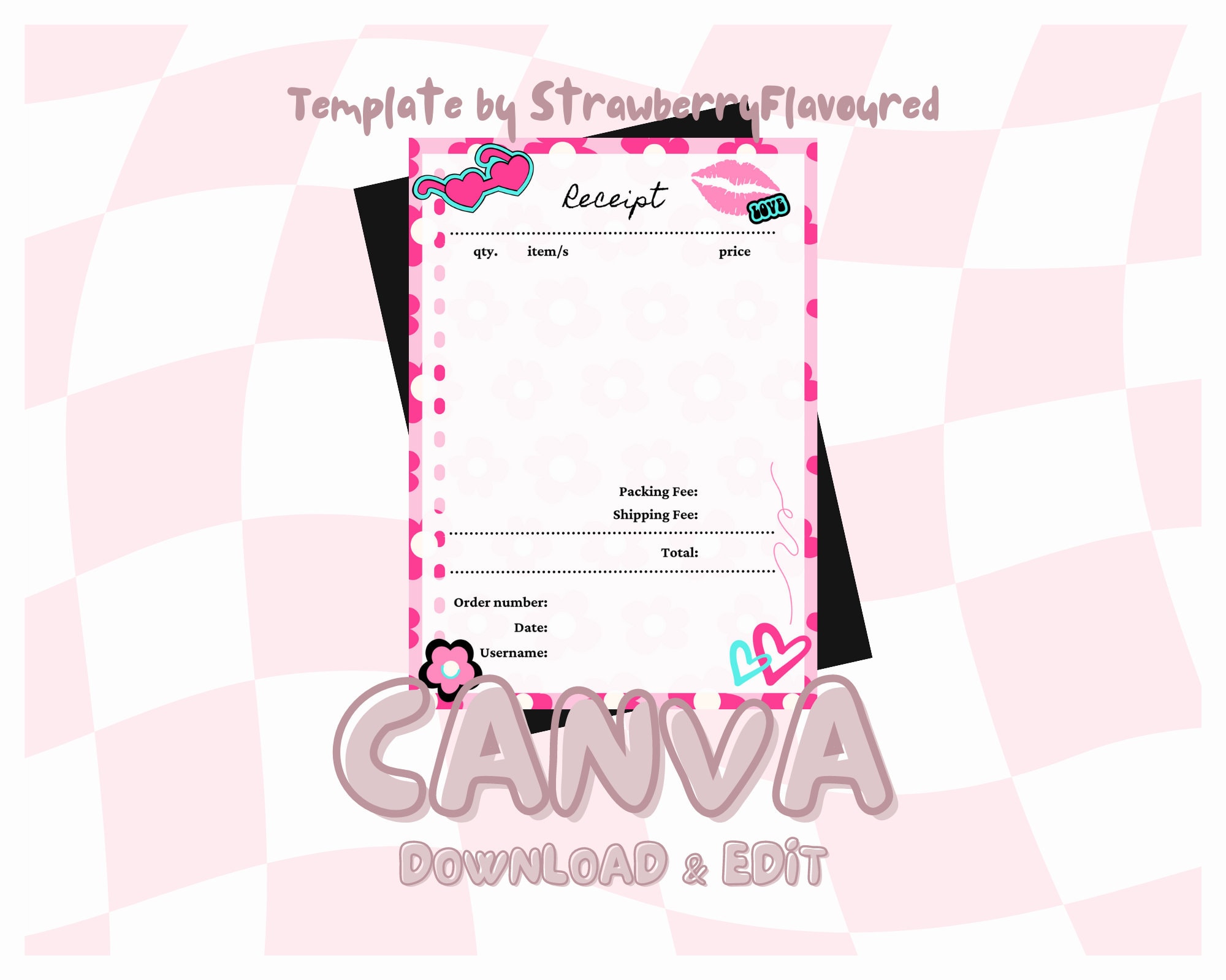 Hot Pink Receipt | Editable | Cute Barbie-inspired Receipt Template ...
