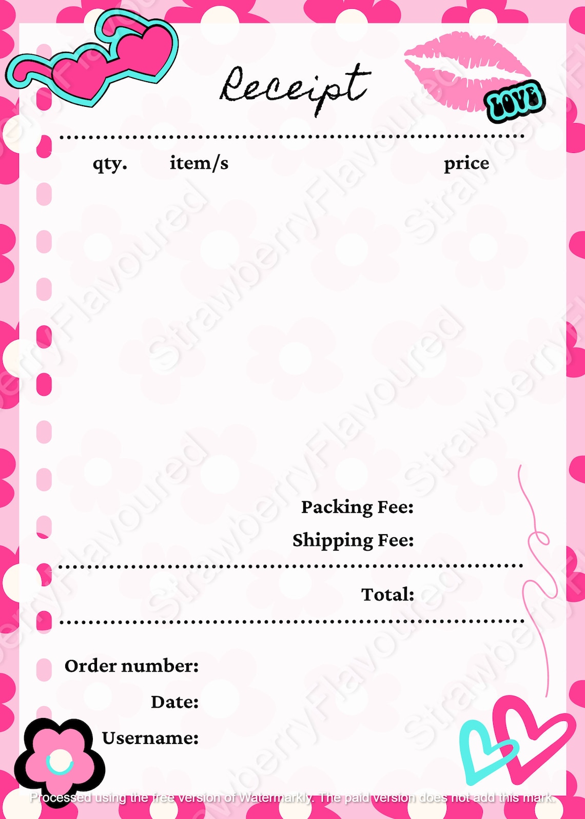 Hot Pink Receipt | Editable | Cute Barbie-inspired Receipt Template ...