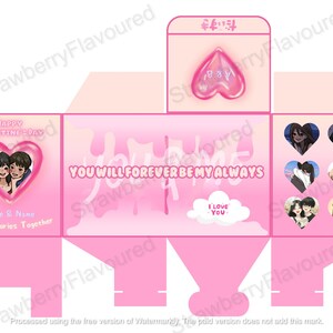 Pink Valentine’s Box Template | Cute Blind Box Template | Love Gift Box ...