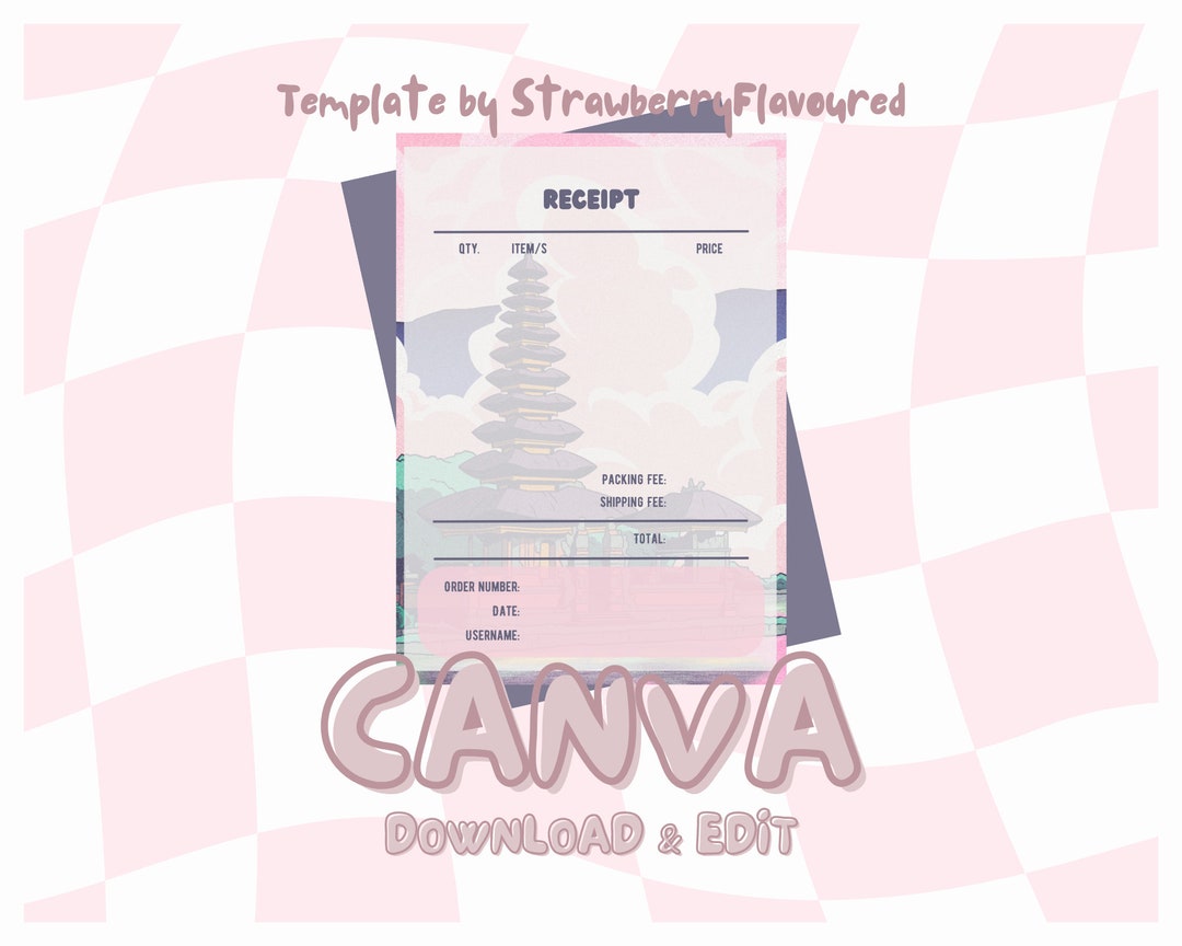 Pink Receipt | Editable Illustration Receipt | Japan Receipt Template ...