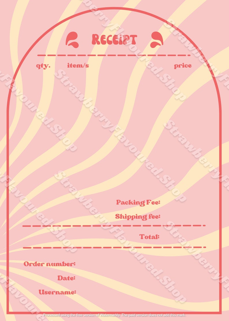 Retro 70's Trendy Receipt Editable Retro Receipt - Etsy