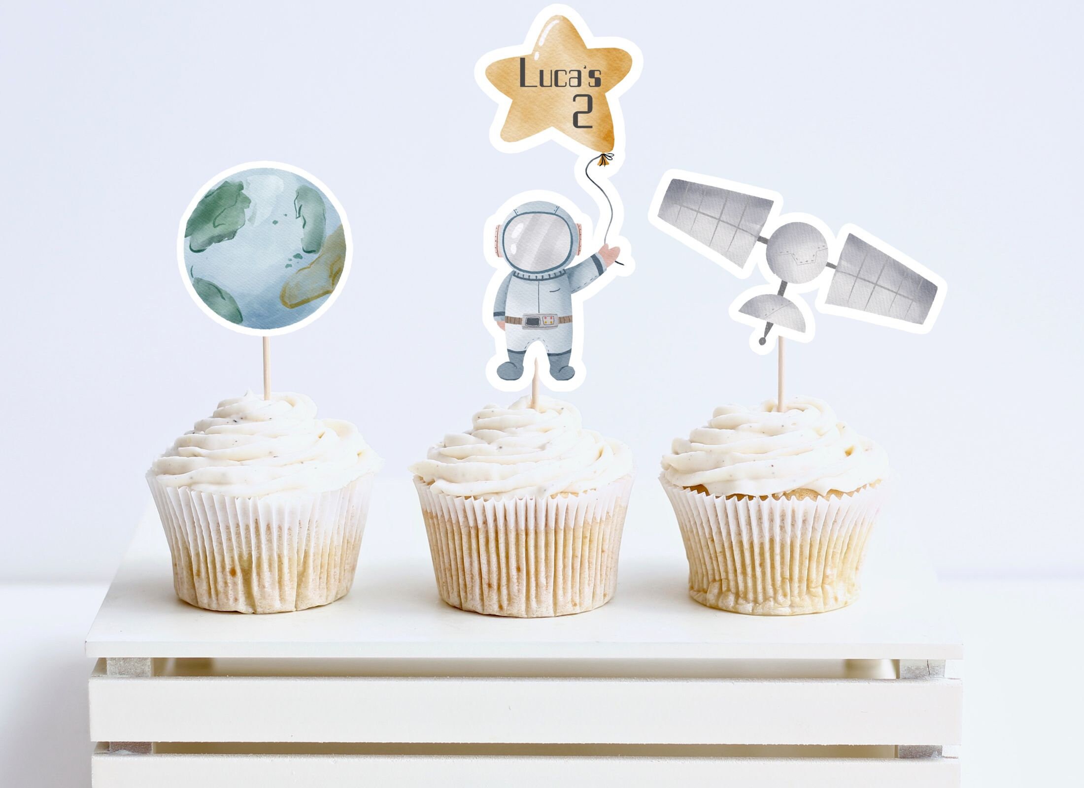 EDITABLE Astronaut Cake Toppers Rocket Cake Toppers Planet Cupcake ...