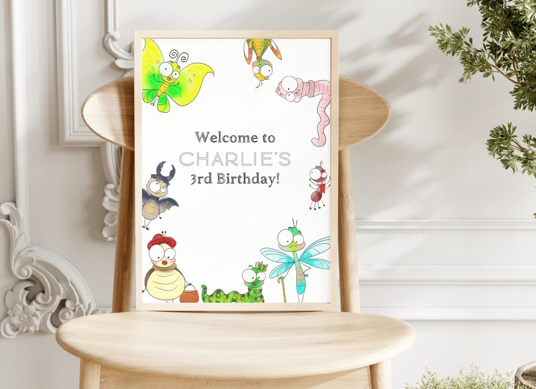 Editable Bug Welcome Sign Outdoor Party Signs Insect Welcome Signs ...