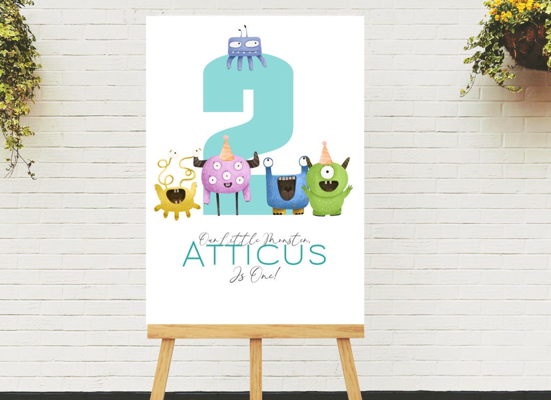 Editable Monsters Welcome Sign Little Monsters Party Sign Monster ...