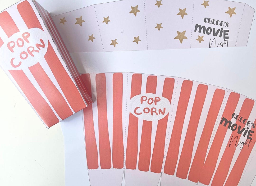 Editable Movie Popcorn Box, Cinema Party Treat Box, Girls Birthday ...