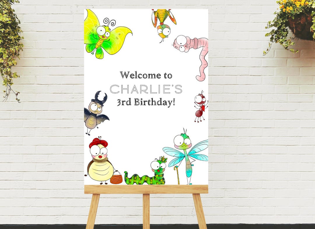 Editable Bug Welcome Sign Outdoor Party Signs Insect Welcome Signs ...