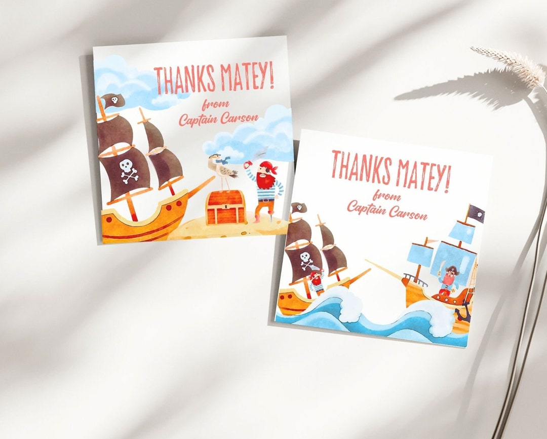 EDITABLE Pirate Favor Tags Pirate Party Thank You Tags Ahoy Matey Party ...