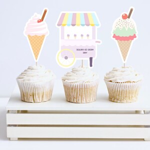 Ice Cream Cake Topper Heres the Scoop Cupcake Topper Summer Birthday ...