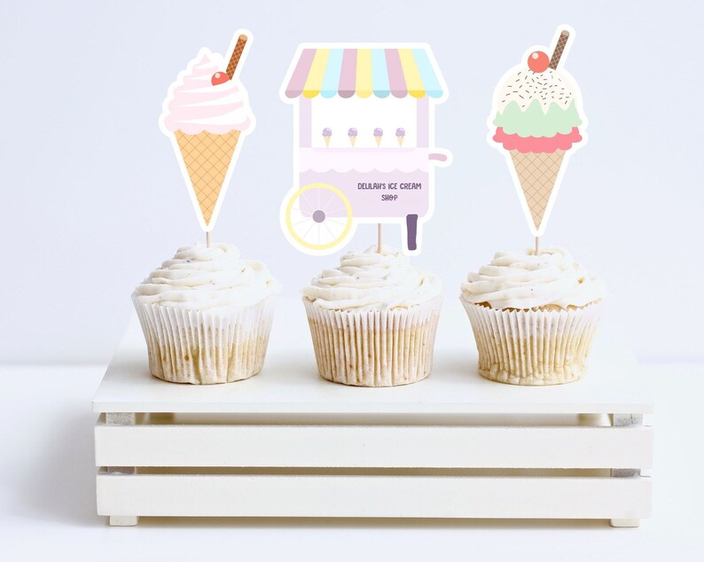 Ice Cream Cake Topper Heres the Scoop Cupcake Topper Summer Birthday ...