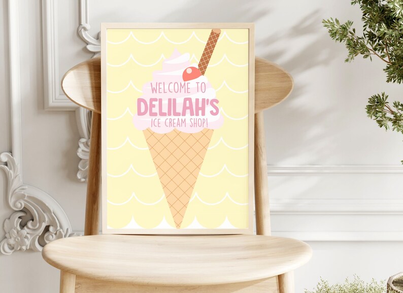 Editable Ice Cream Banner Heres the Scoop Garland Summer Birthday Ice ...