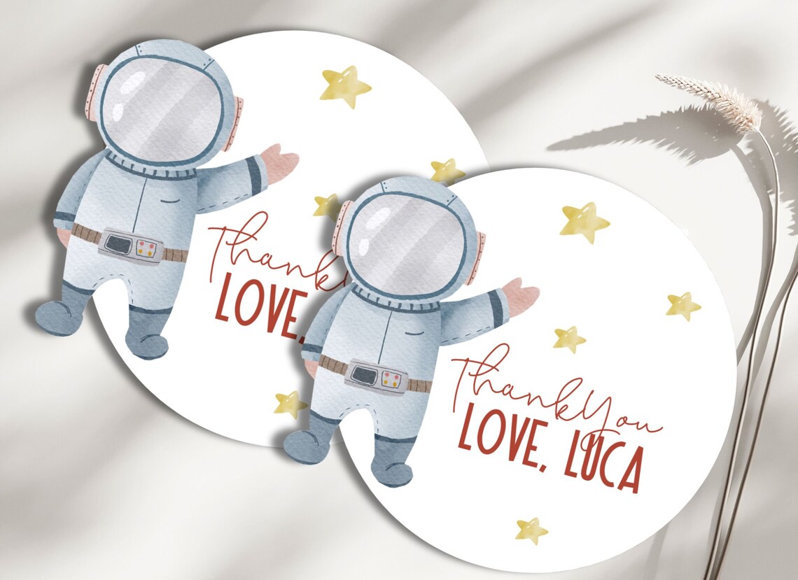 EDITABLE Astronaut Favor Label Rocket Thank You Label Planet Party ...