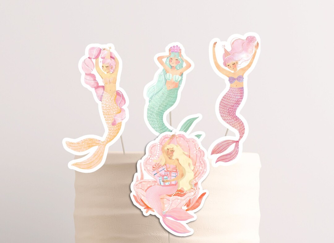 EDITABLE Mermaid Cake Toppers Shellbration Party Girls Mermaid Party ...