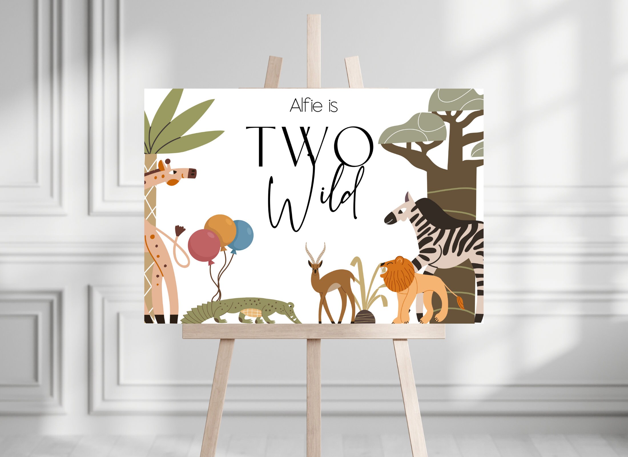 Editable Safari Animals Welcome Sign Jungle Animals Party Sign Zoo ...