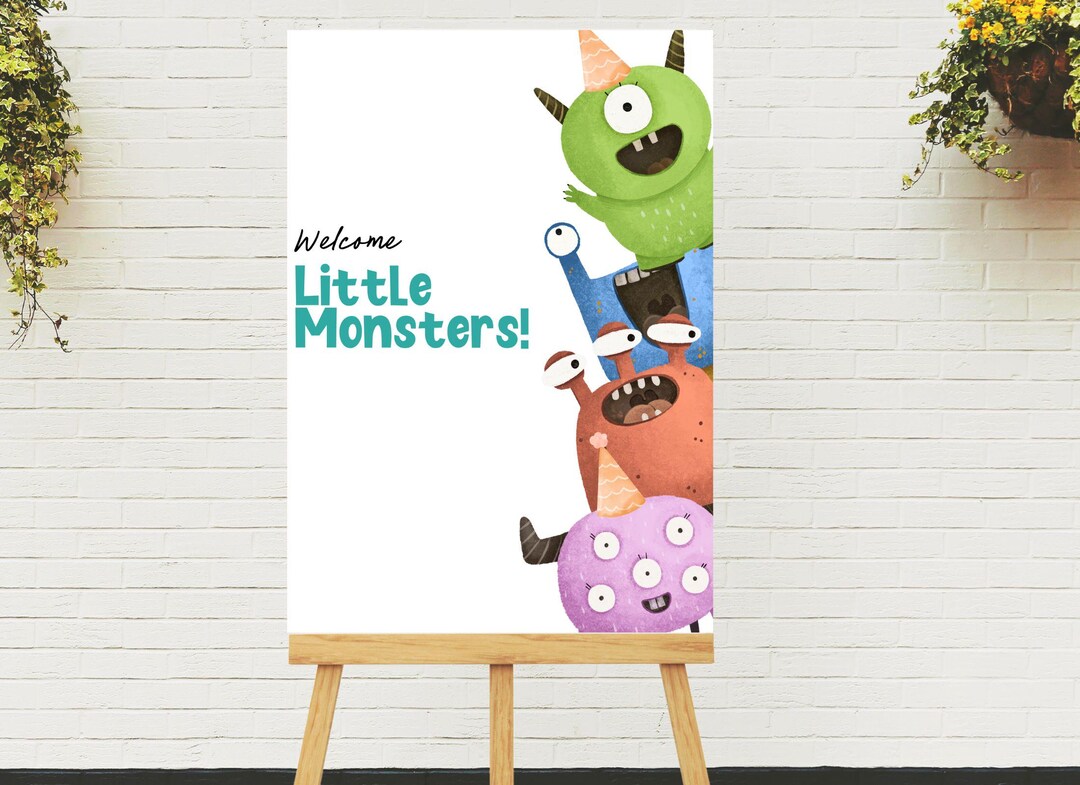 Editable Monsters Welcome Sign Little Monsters Party Sign Monster ...