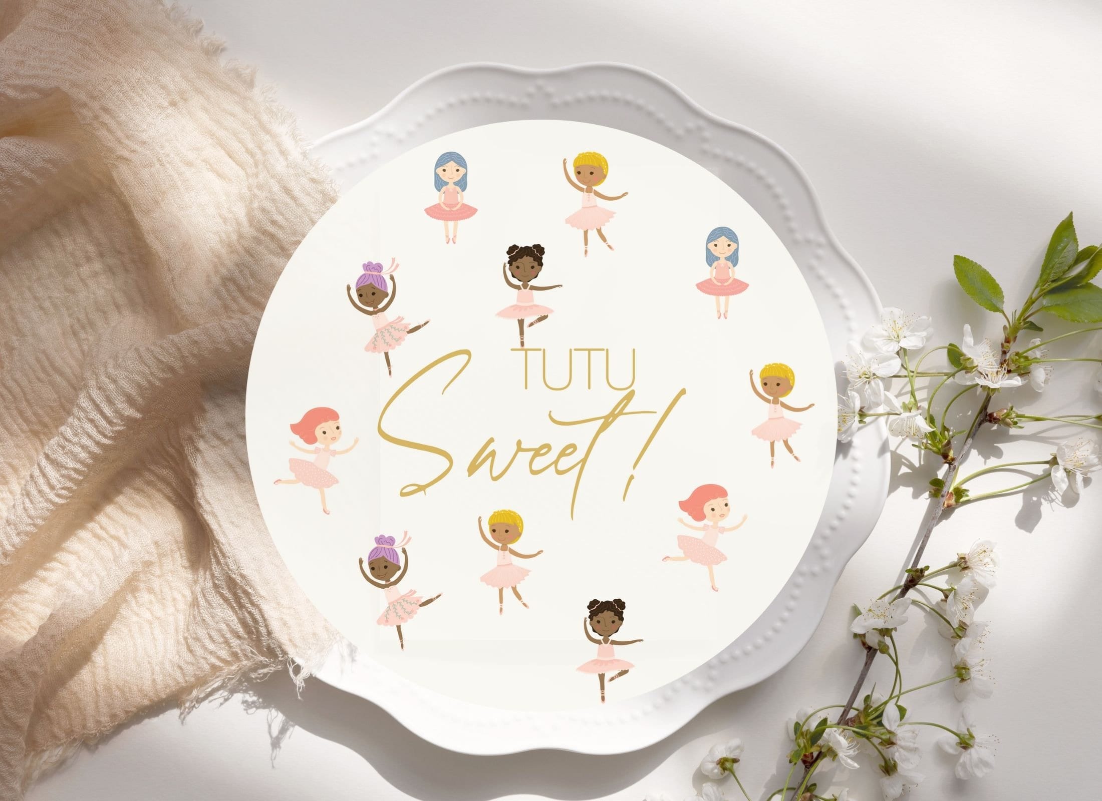 EDITABLE Ballet Dancer Birthday Party Plate Topper Ballerina Dancer ...
