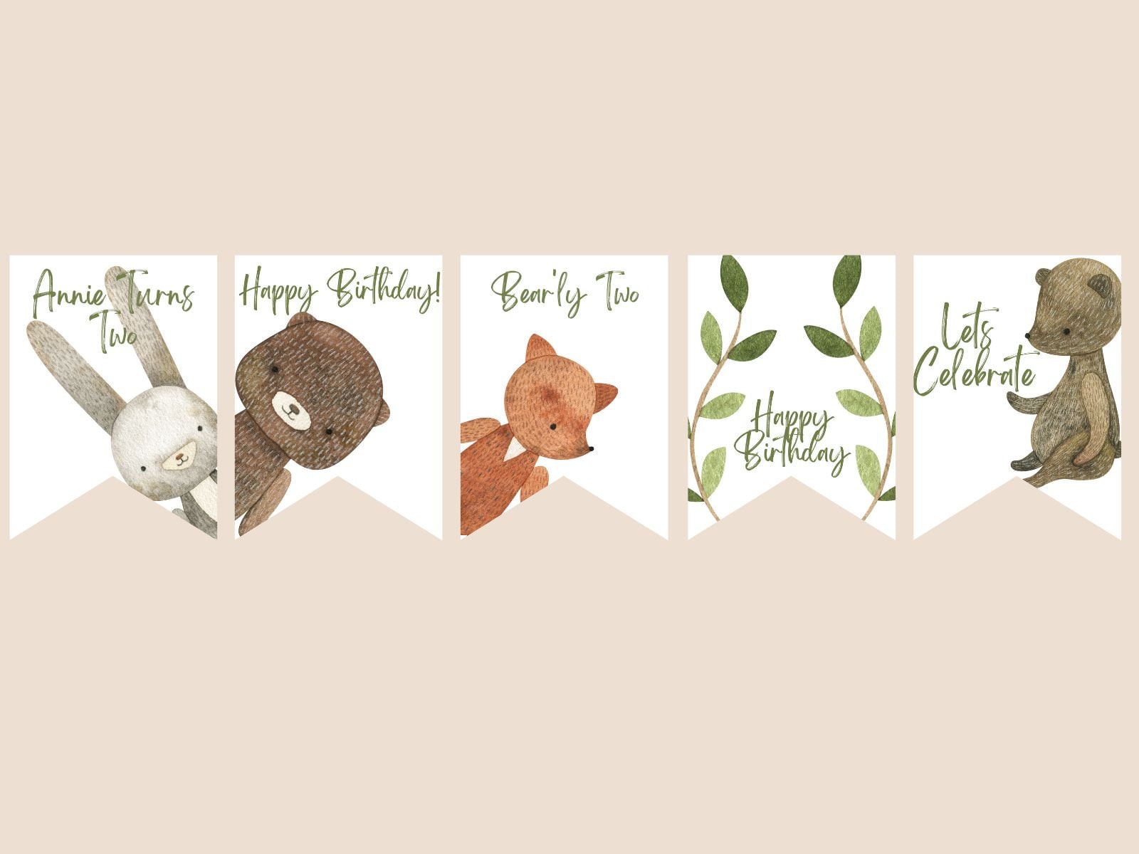 EDITABLE Woodland Forest Animals Bears Picnic Plate Insert Topper ...