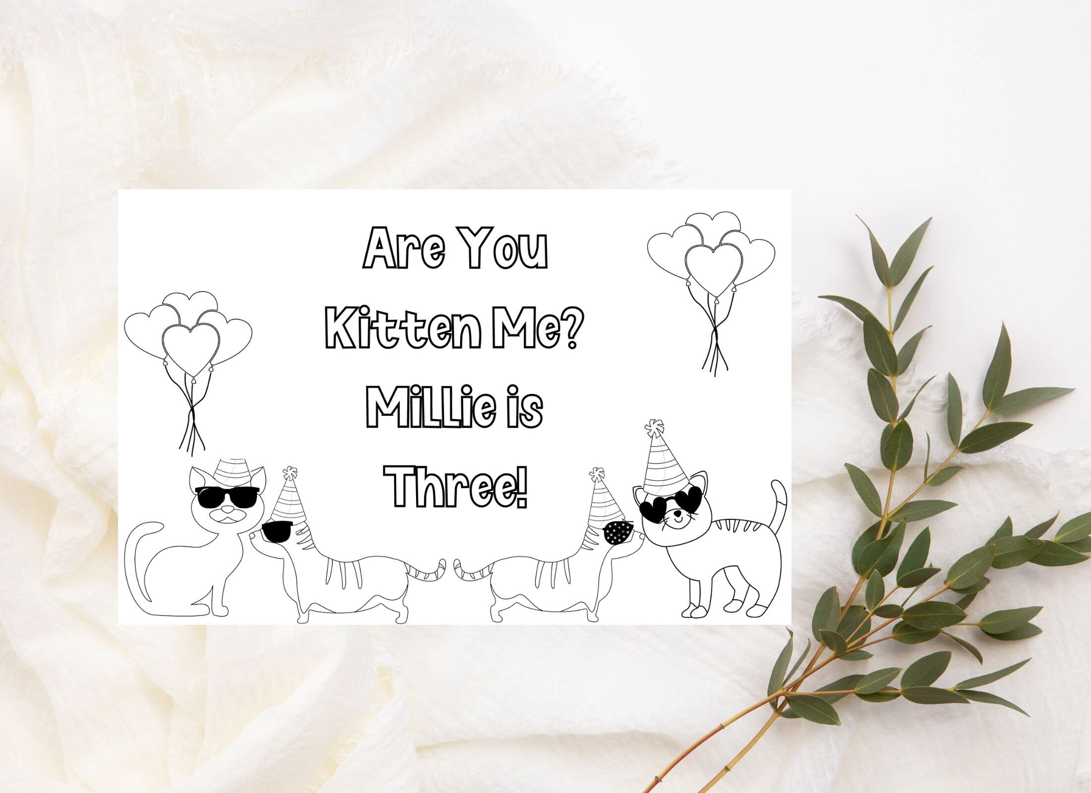 Cat Birthday Party Invitation Bundle Editable Kitty Cat Invite - Etsy