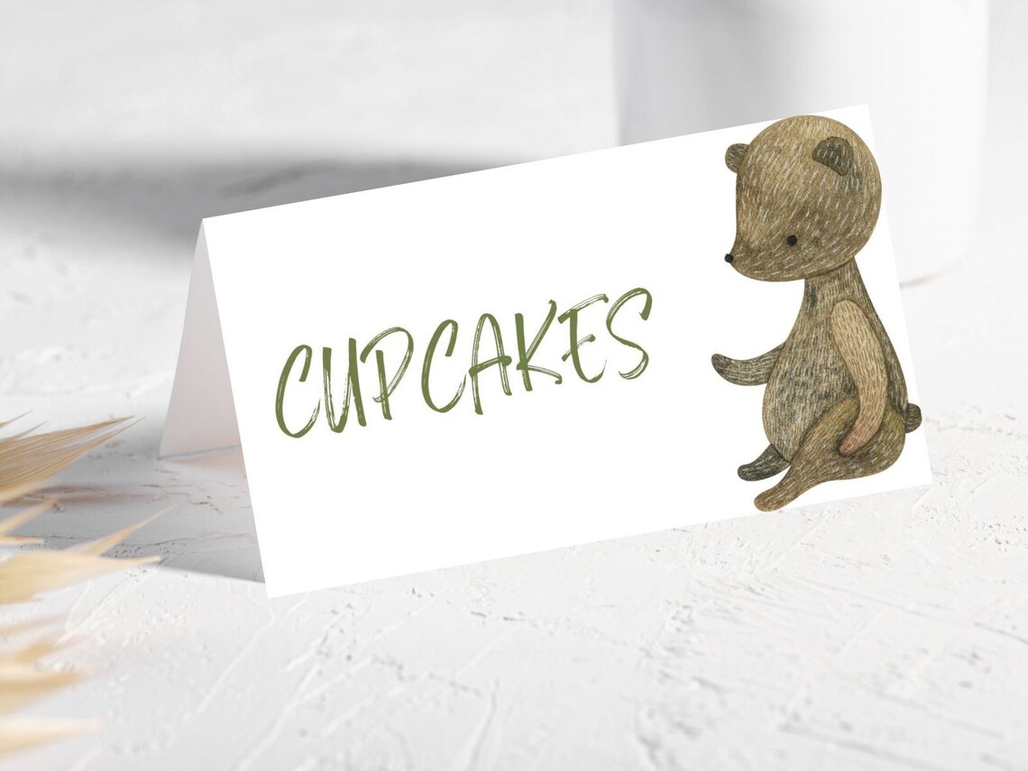 EDITABLE Forest Woodland Animals Bears Picnic Tent Food Label First ...