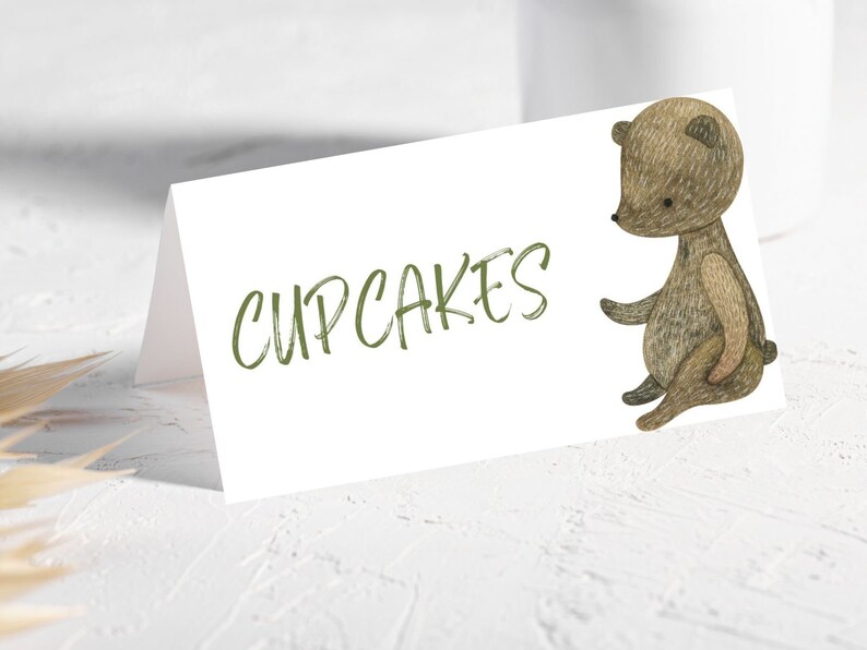 EDITABLE Forest Woodland Animals Bears Picnic Tent Food Label First ...