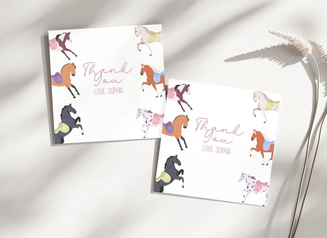 Editable Horse Favor Tags , Pony Thank You Tags, Equestrian Birthday ...