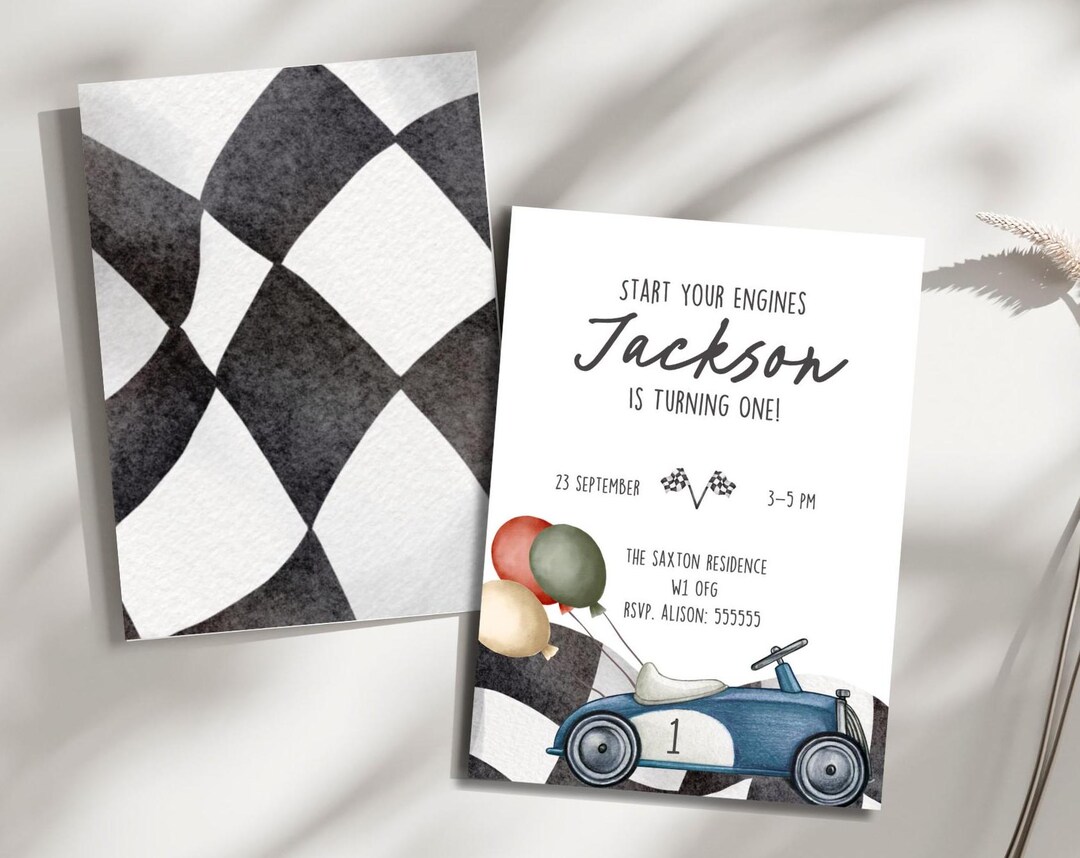 Editable Race Car Invite, Hot Car Wheels Evite, Racing Car Invitation ...