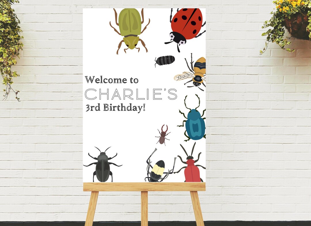 Editable Bug Welcome Sign Outdoor Party Signs Insect Welcome Signs ...