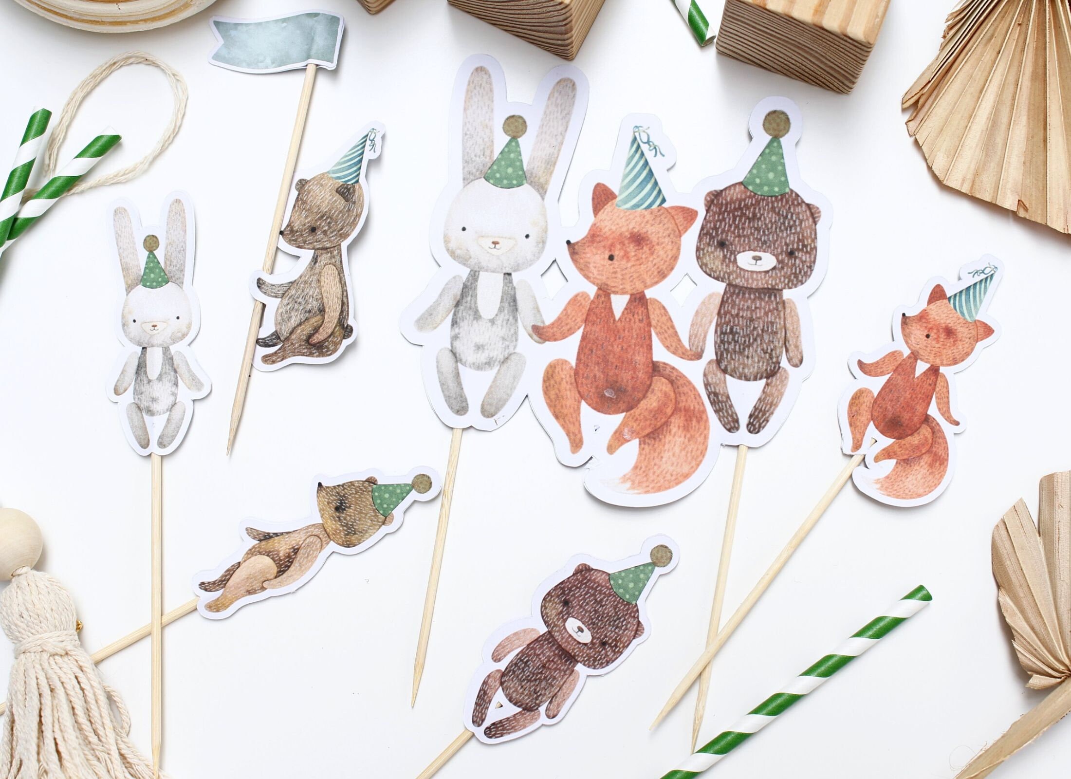 Woodland Cake Toppers, Forest Animals Cake Toppers, Teddy Bears Picnic ...