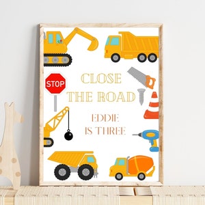 EDITABLE Construction Digger Dumper Truck Plate Insert Topper Birthday ...