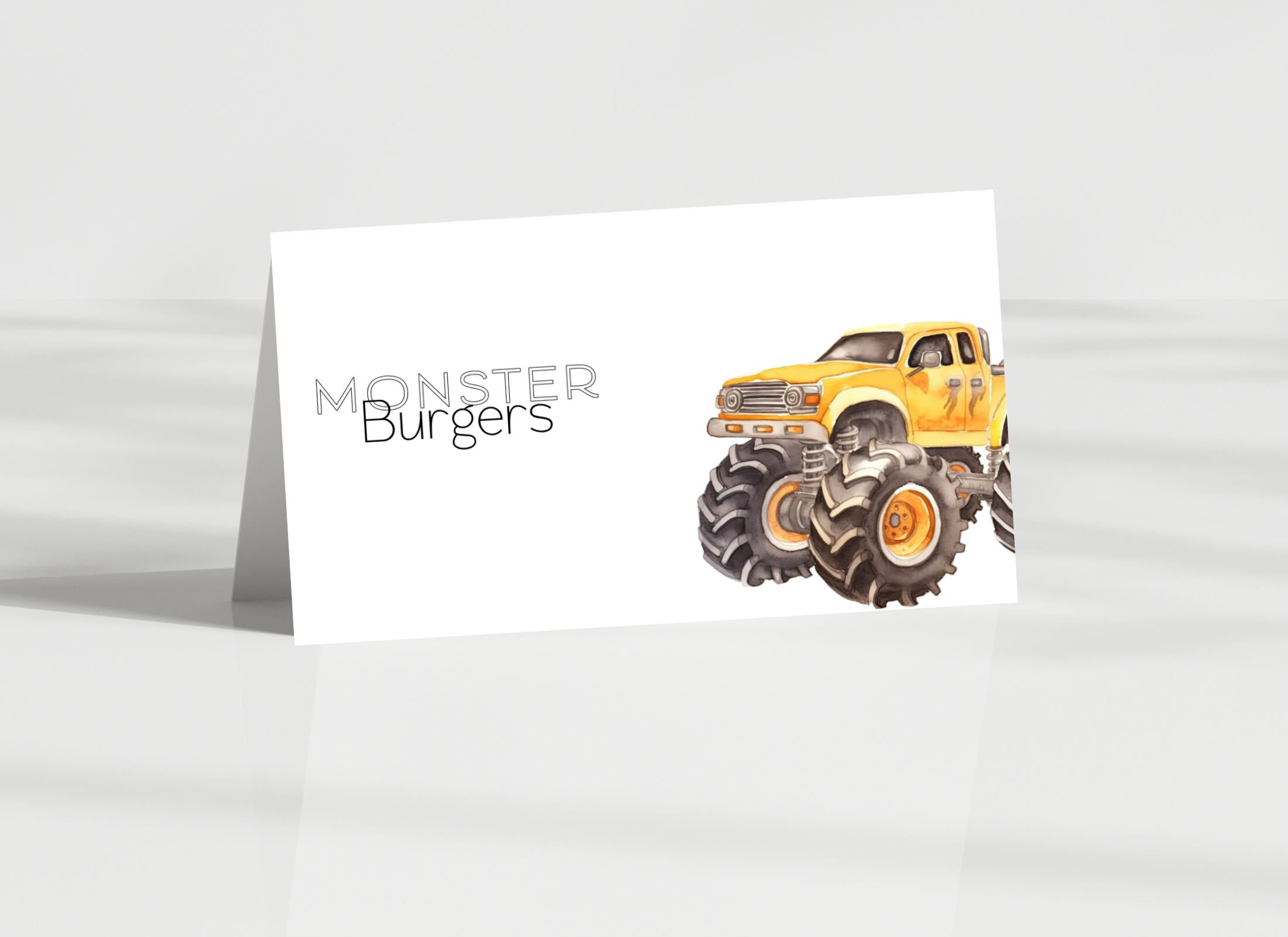 Editable Monster Truck Food Label: Minimalist Monster Smash Party ...