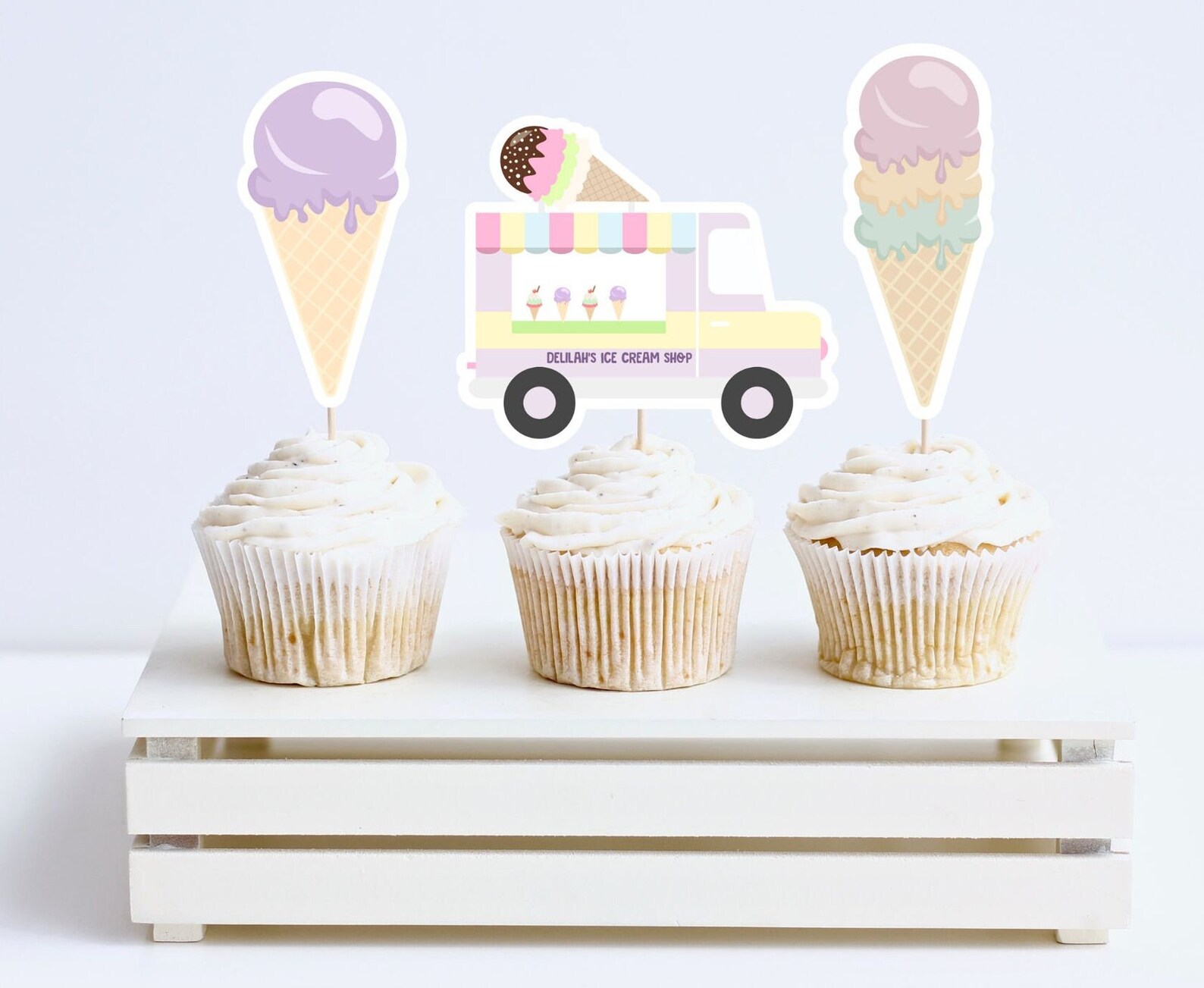 Editable Ice Cream Banner Heres the Scoop Garland Summer Birthday Ice ...